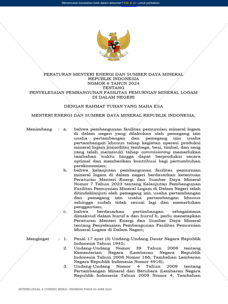 Permen Esdm 6 2024 | PDF