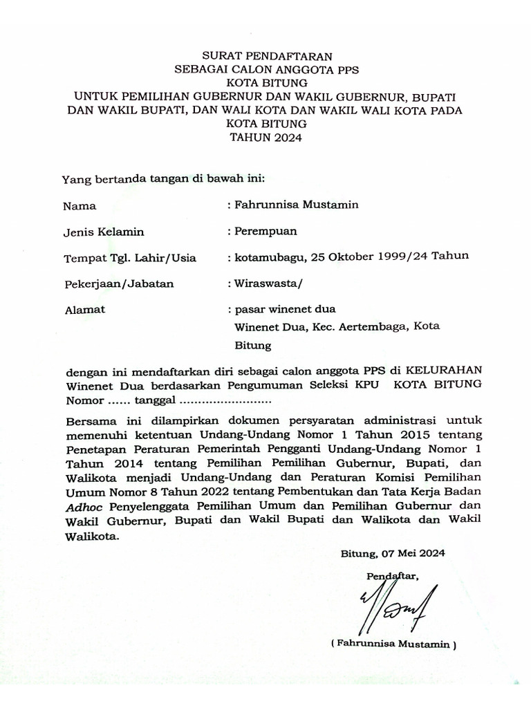 Surat Pendaftaran | PDF