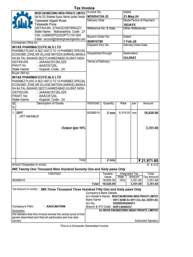 NDSR47 24-25 Intas Pharmaceuticals LTD | PDF | Payments | Government Finances