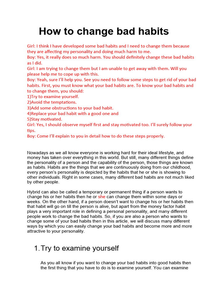 Steps to Change Bad Habits | PDF | Psychology