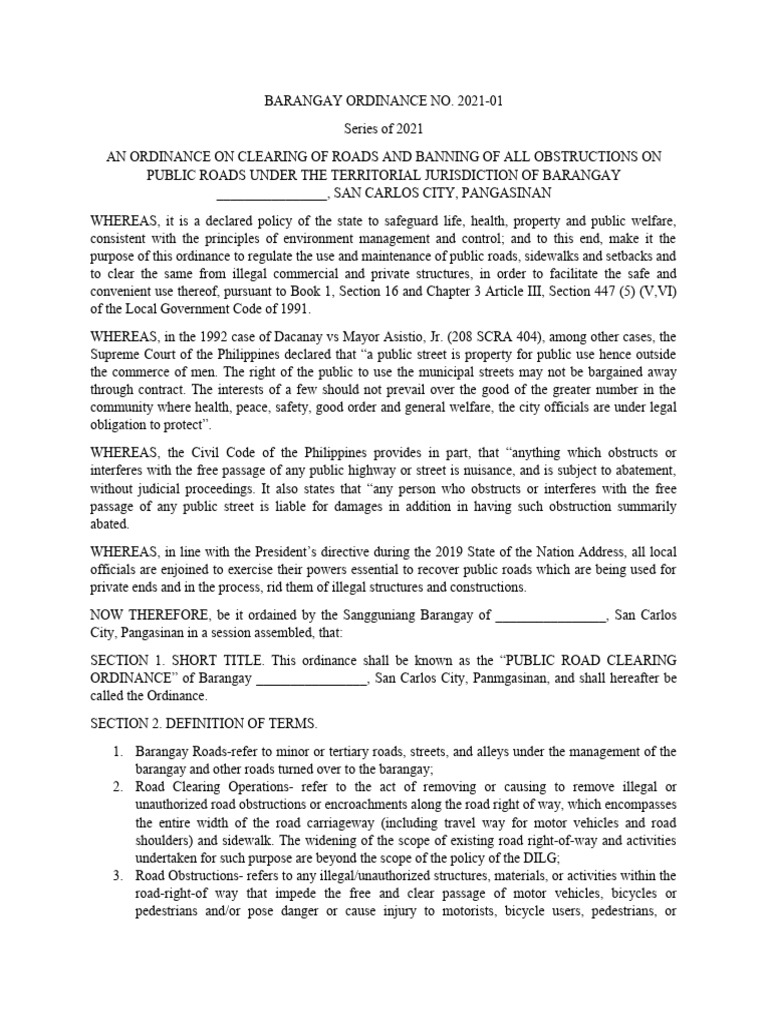 Barangay Ordinance On Barco | PDF | Road | Justice