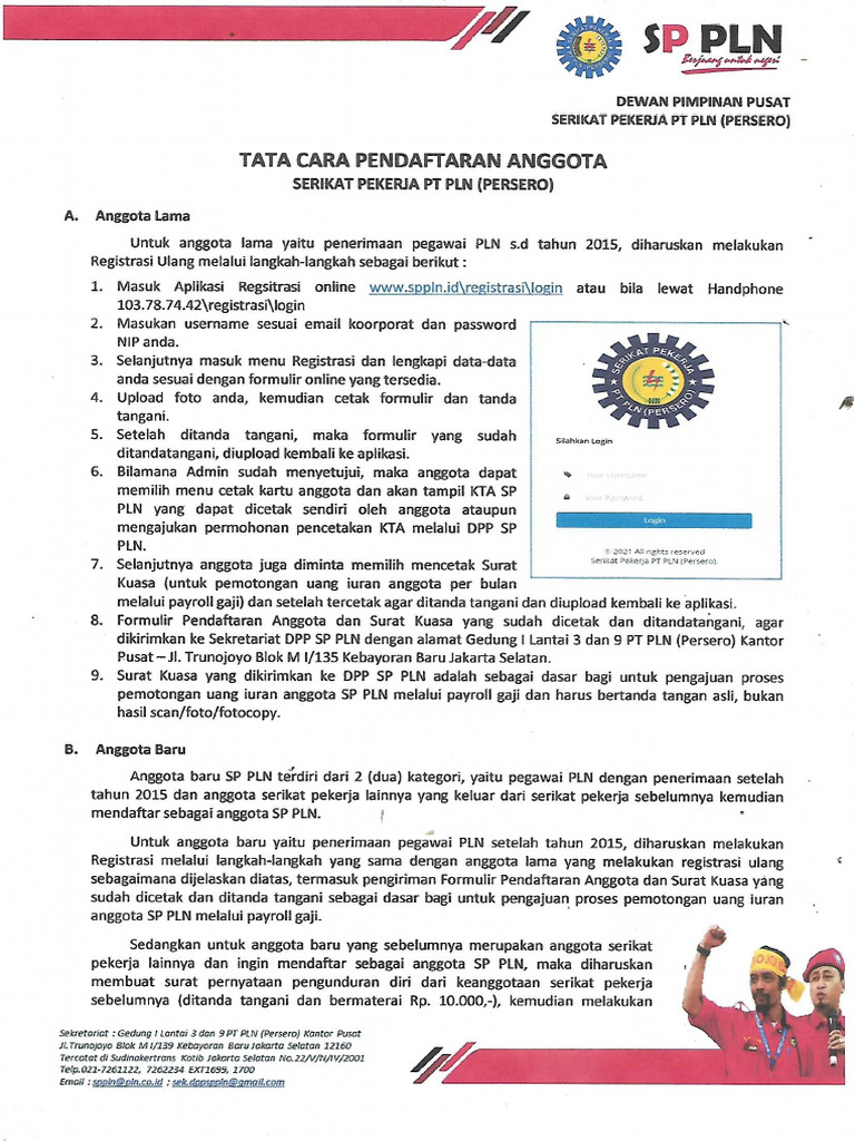 Cara Mendaftar Jadi Anggota SP PLN | PDF