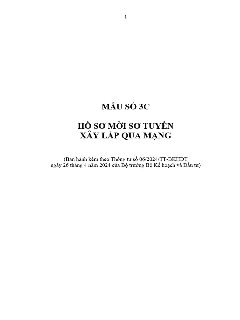 4. Mẫu số 3C - E-HSMST Sơ tuyển Xây lắp | PDF