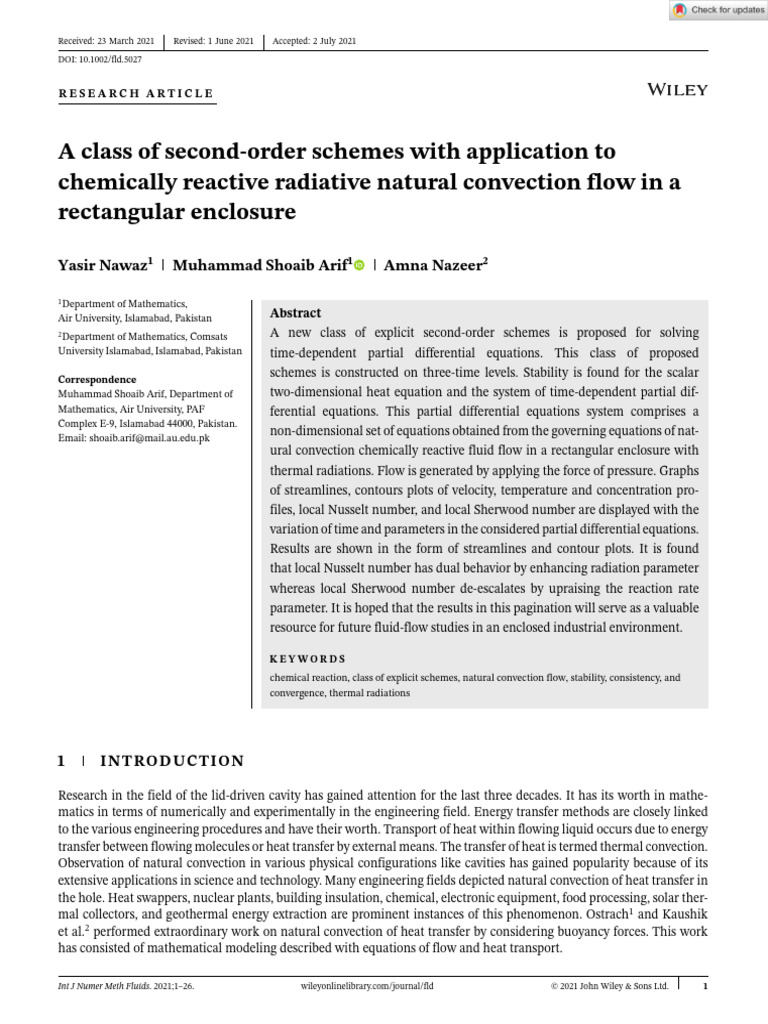 Second-Order Schemes for Reactive Flow | PDF | Heat Transfer ...