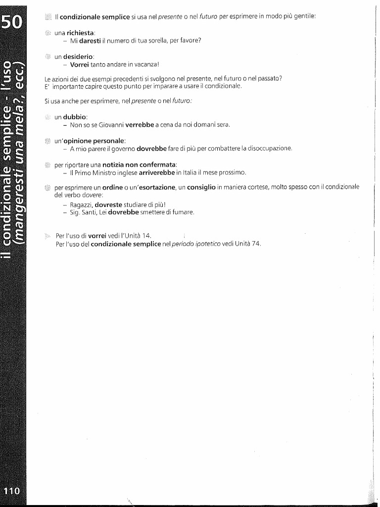 Condizionale Semplice Uso | PDF