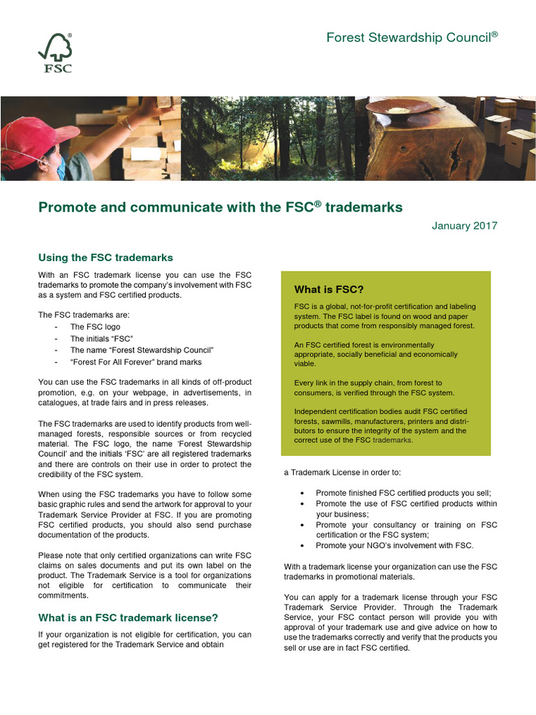 M02 - TSP - Trademark Service Factsheet | PDF | Forest Stewardship Council | Marketing