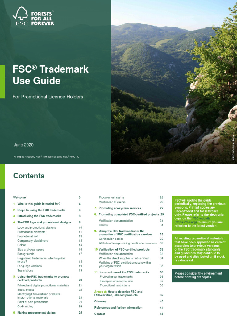 FSC Trademark Use Guide For Promotional Licence Holders | PDF | Forest Stewardship Council