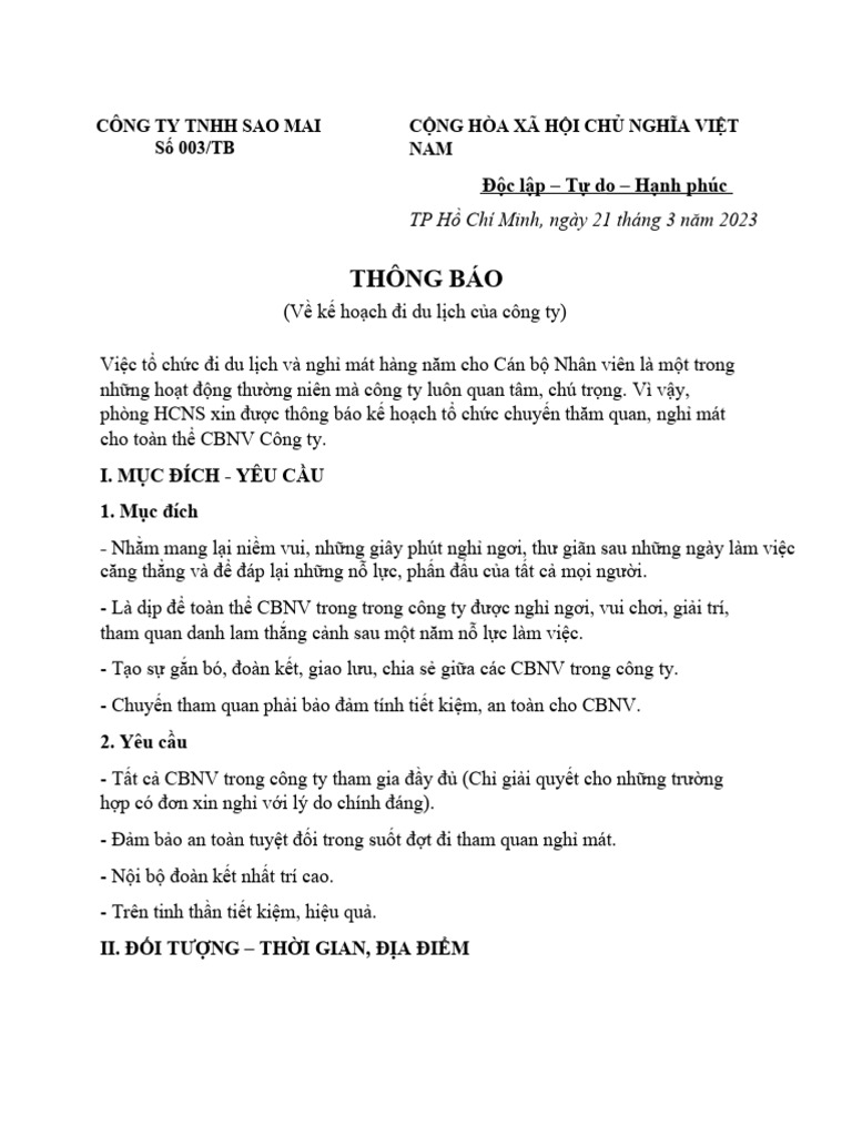 VĂN BẢN THÔNG BÁO | PDF