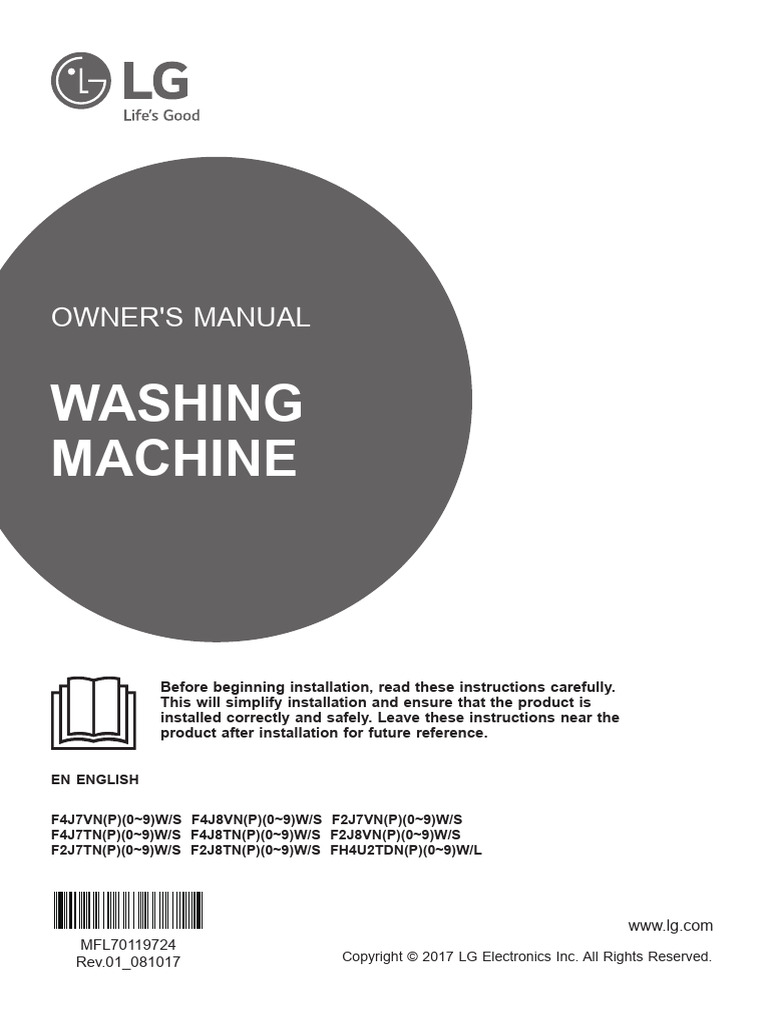 LG FH4U2TDN2L OWNER'S MANUAL | PDF | Washing Machine | Ac Power Plugs ...
