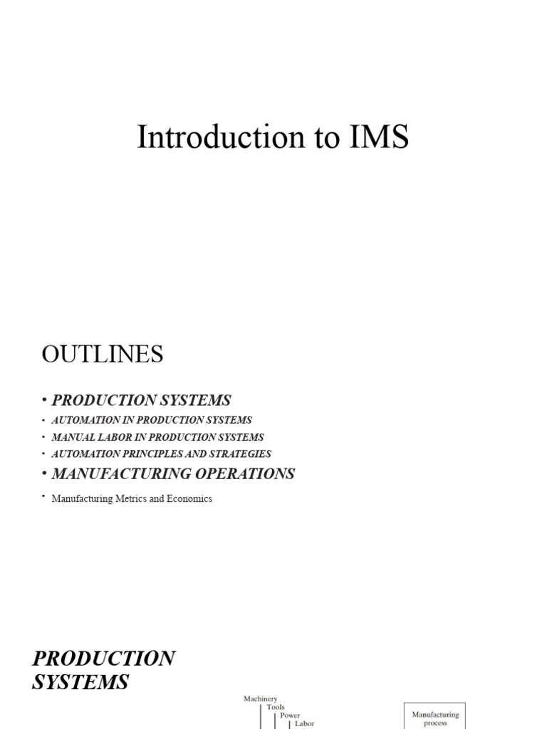 Chapter 1 - Introduction To IMS | PDF | Automation | Machines