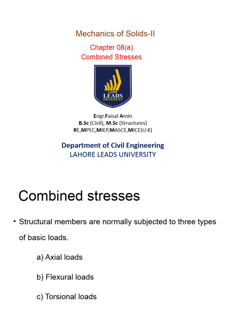 08. Combined Stresses | Download Free PDF | Stress (Mechanics) | Beam ...