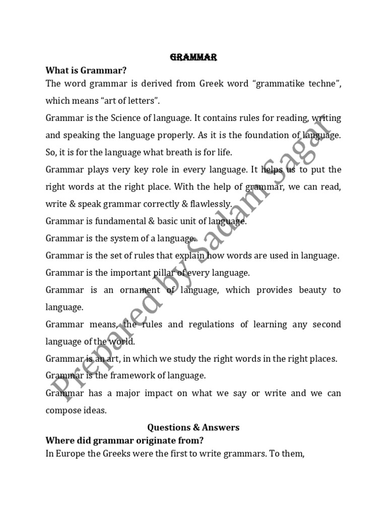 What is Grammar | PDF | Grammar | English Language