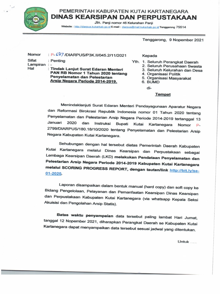 Tindak Lanjut Se Menpan RB No 1 TH 2021 9-11-2021 | PDF