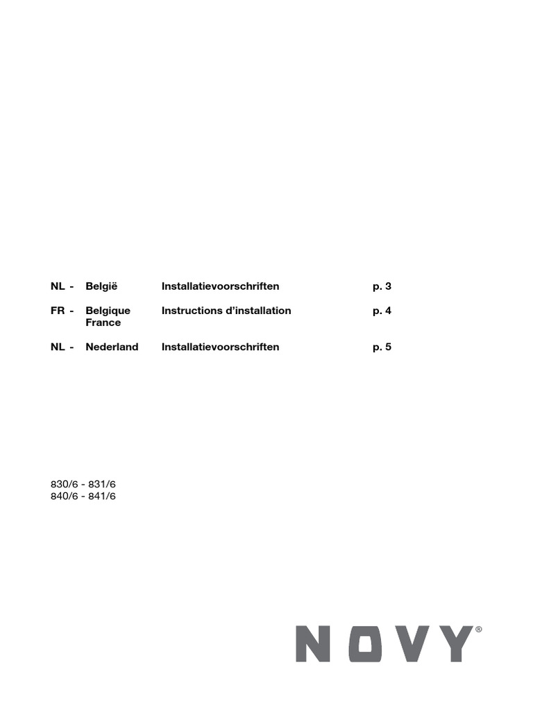 Novy - 830-6 - Instructions D'installation | PDF