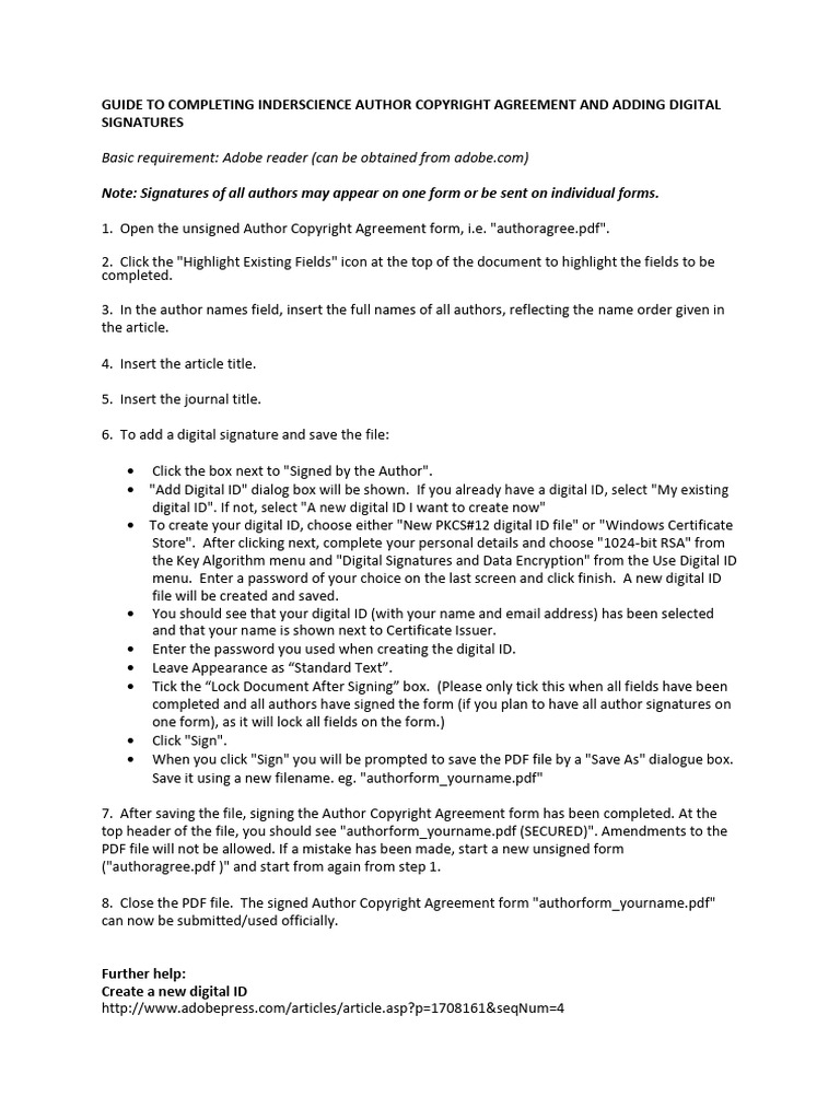 GUIDE TO COMPLETING INDERSCIENCE AUTHOR COPYRIGHT AGREEMENT AND ADDING ... GUIDE TO COMPLETING INDERSCIENCE AUTHOR COPYRIGHT AGREEMENT AND ADDING ...