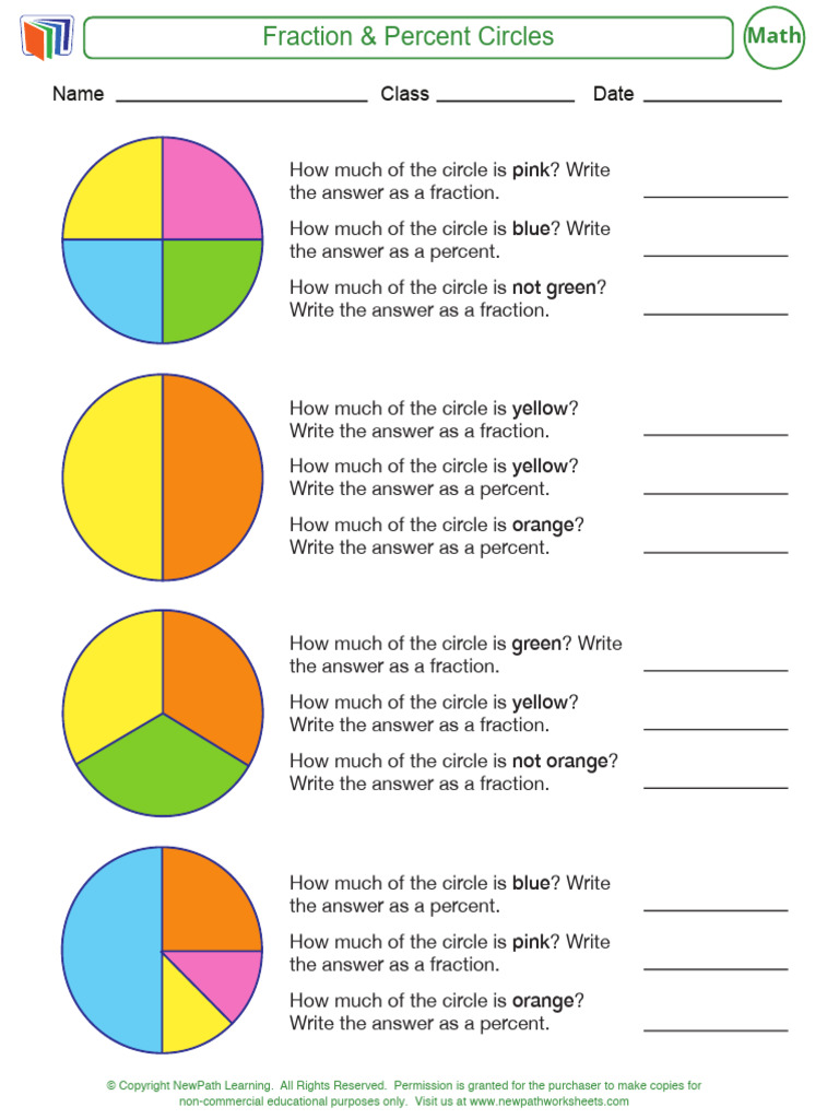 Activity Lesson Math Grade 4 Decimals Fractions Fraction Percent ...