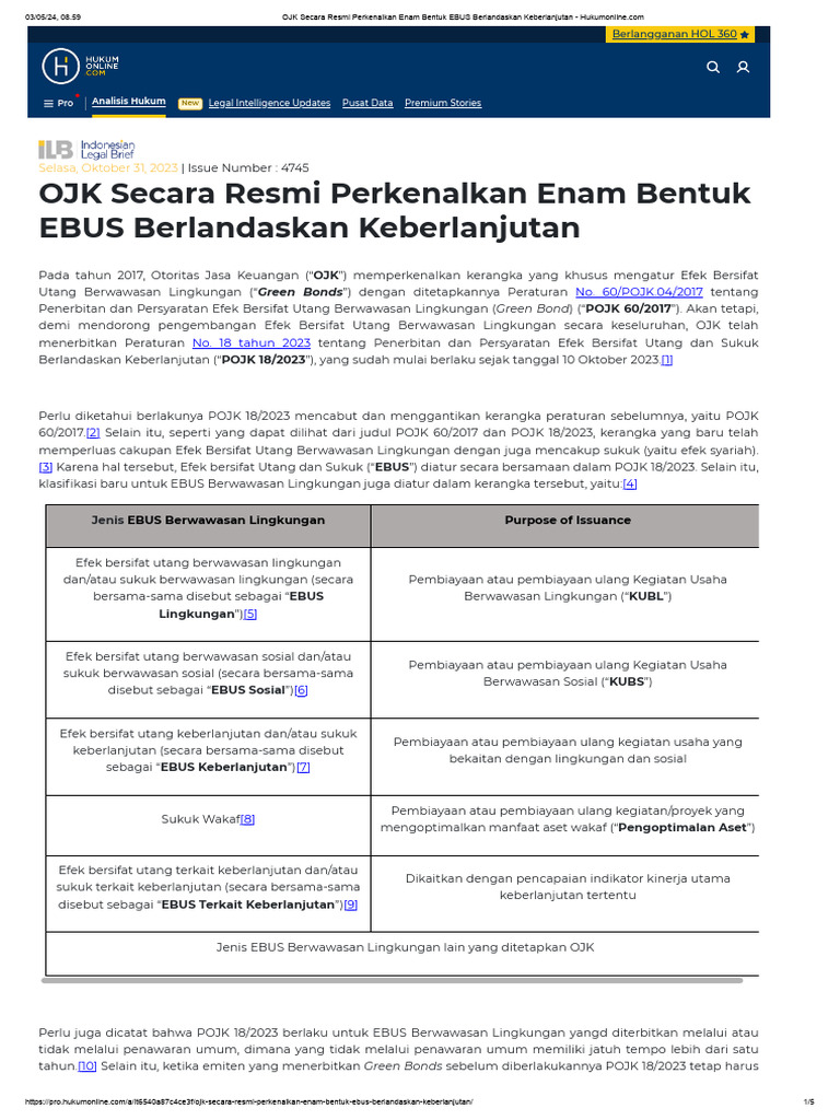 OJK Secara Resmi Perkenalkan Enam Bentuk EBUS Berlandaskan Keberlanjutan | PDF