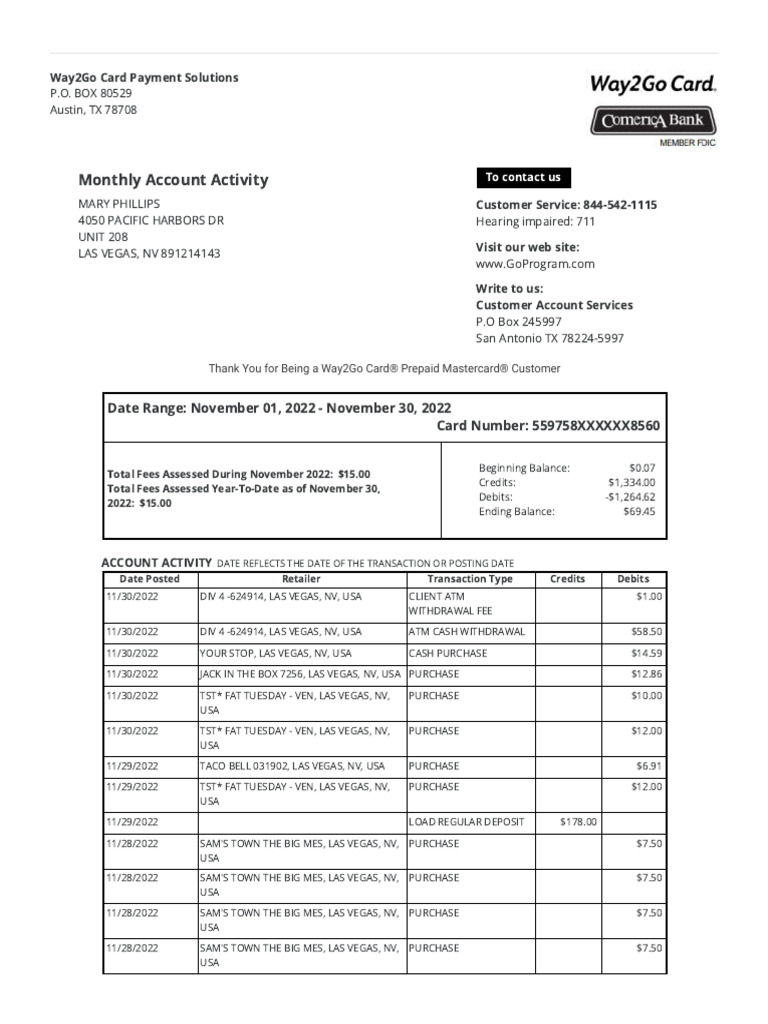 OnlineStatement Page - Way2Go Website | PDF | Debit Card | Master Card