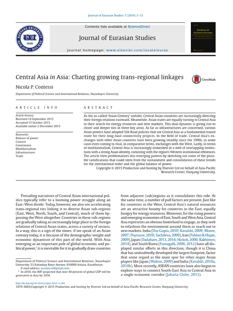 Central Asia in Asia Charting Growing Trans-Region | PDF | Central Asia ...