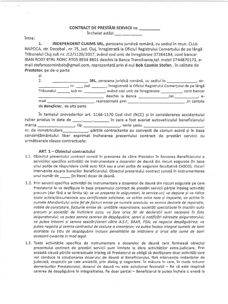 Contract Prestari Servicii -P Juridica | PDF