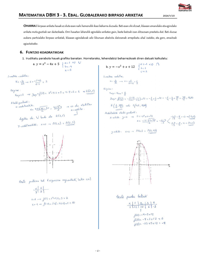 DBH 3 - 09 Birpasa Ebazpenak (3ebal Globala) 2023-2024 | PDF