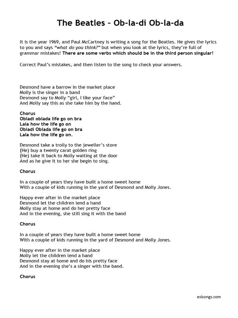 beatles-obladi-oblada | Download Free PDF | Syntax | Songs Written