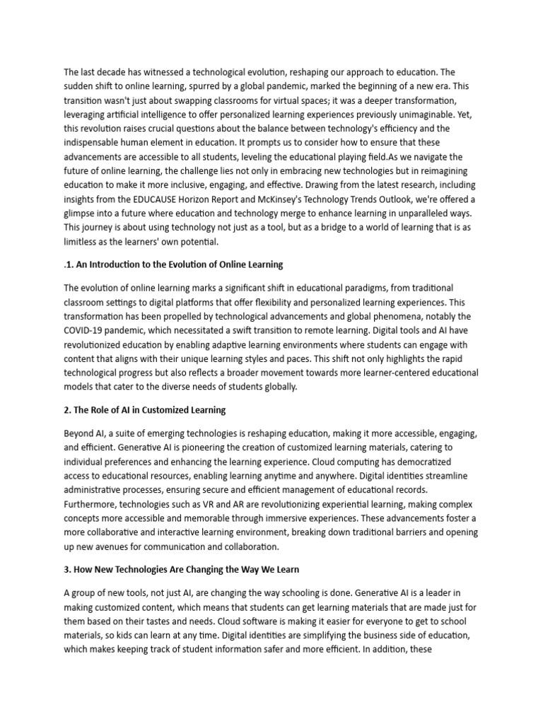 The Impact of Technology On The Future of Online Learning | PDF ...