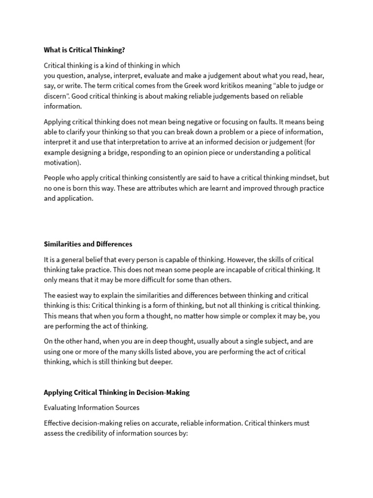 What-is-Critical-Thinking | PDF | Critical Thinking | Thought