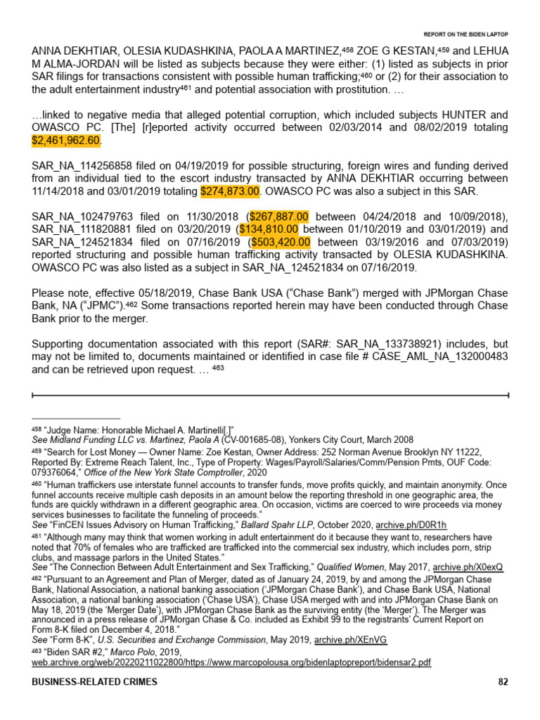 Rapport Marco Polo Hunter Famille Biden (1) (1) Pages 18 | PDF | Chase ...