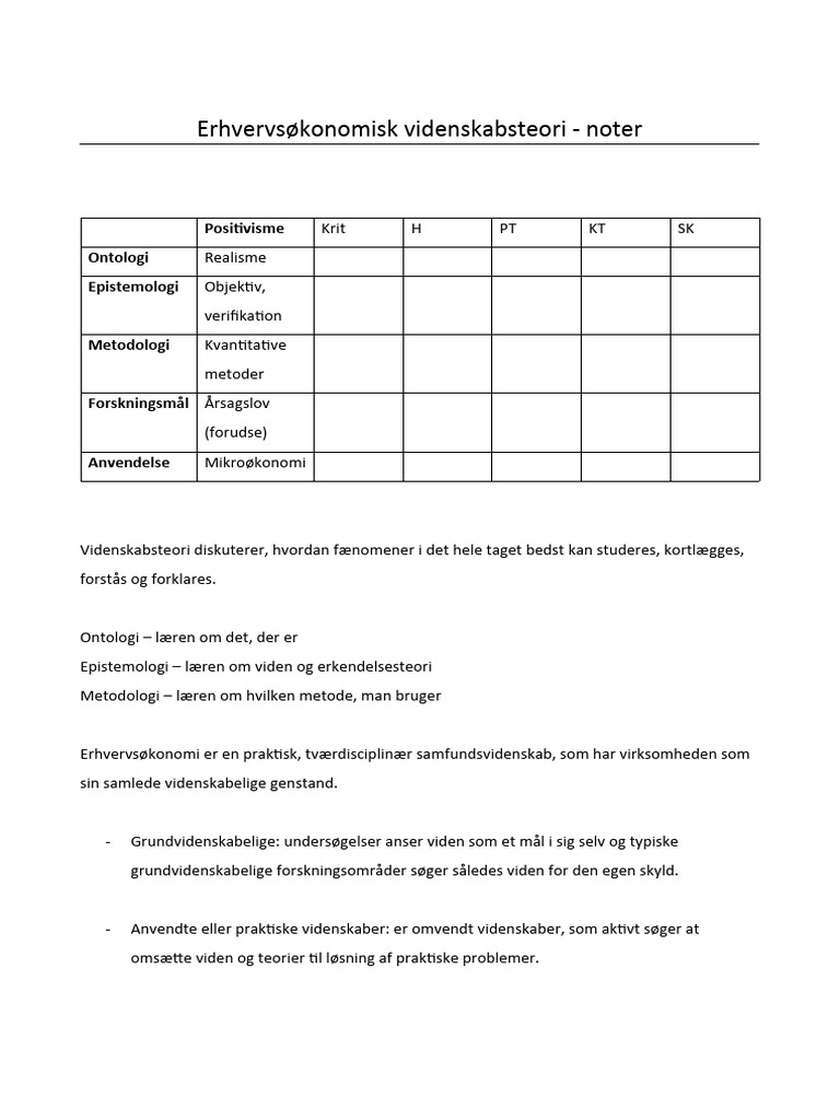 Erhvervsøkonomisk videnskabsteori - noter | PDF Erhvervsøkonomisk videnskabsteori - noter | PDF