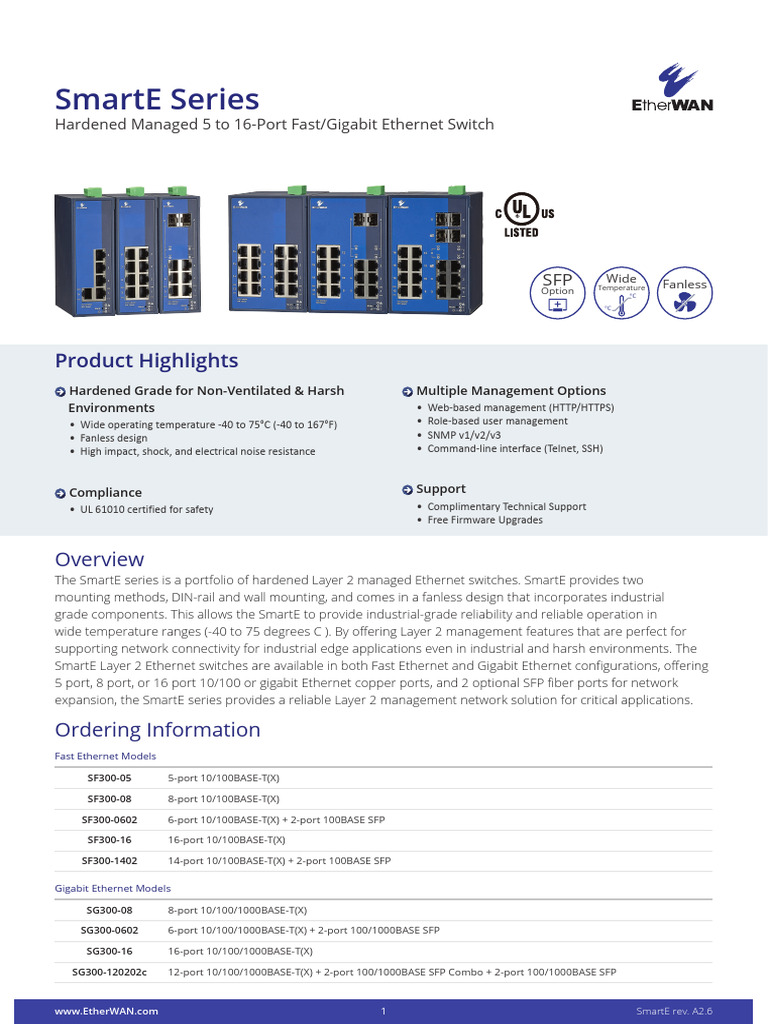 SmartE Datasheet A2.6 | Download Free PDF | Ethernet | Telecommunications