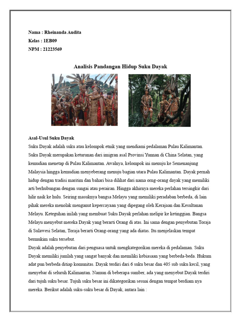 Tugas 7 Analisis Pandangan Hidup Suku Dayak | PDF