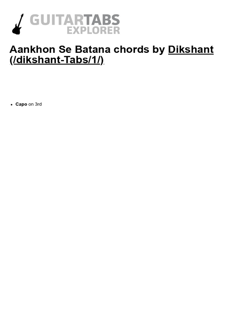 Dikshant - Aankhon Se Batana Chords | PDF