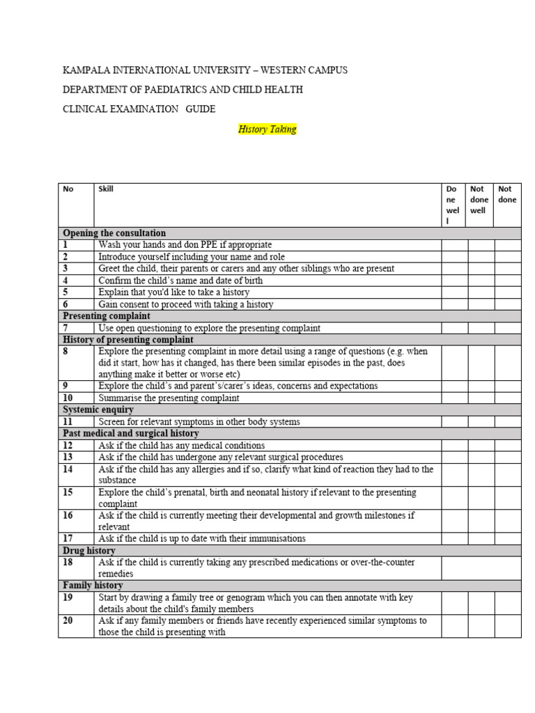 Osce New Paed Checklists Juniors For Teaching | PDF | Physical ... Osce New Paed Checklists Juniors For Teaching | PDF | Physical ...