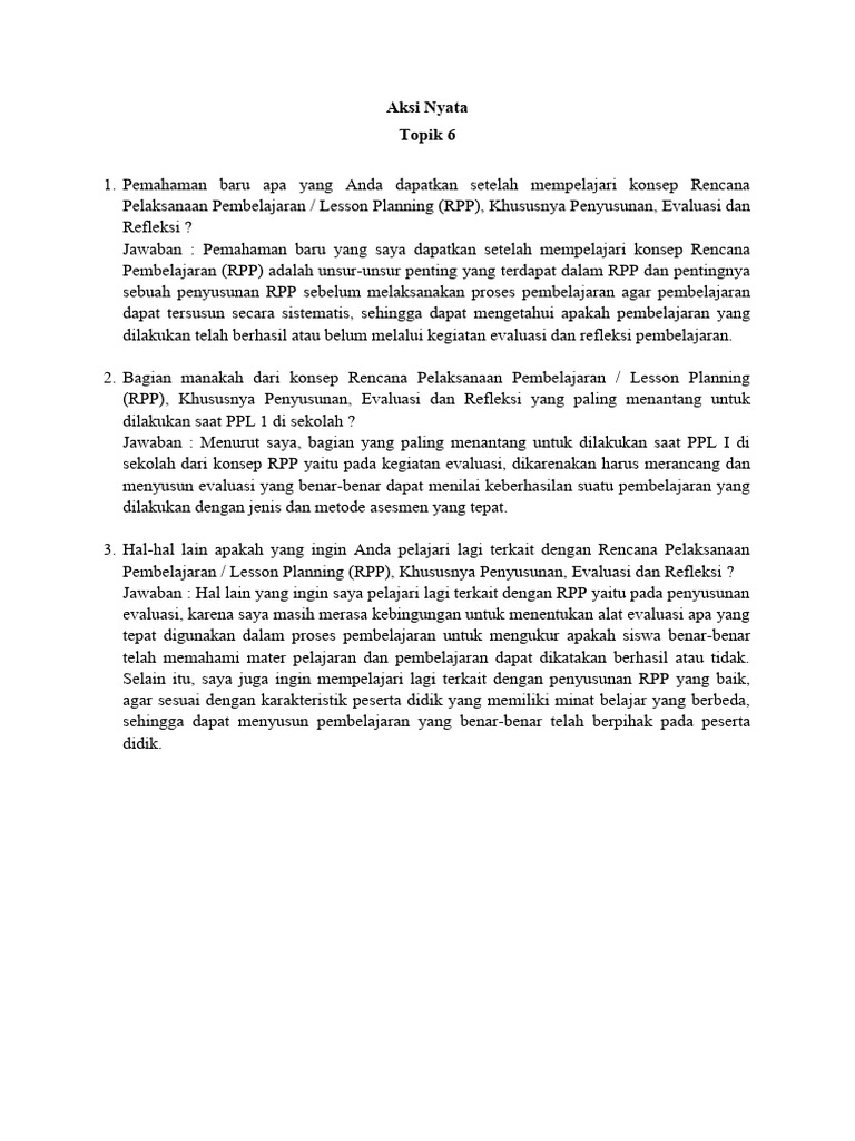 Aksi Nyata Topik 6 | PDF