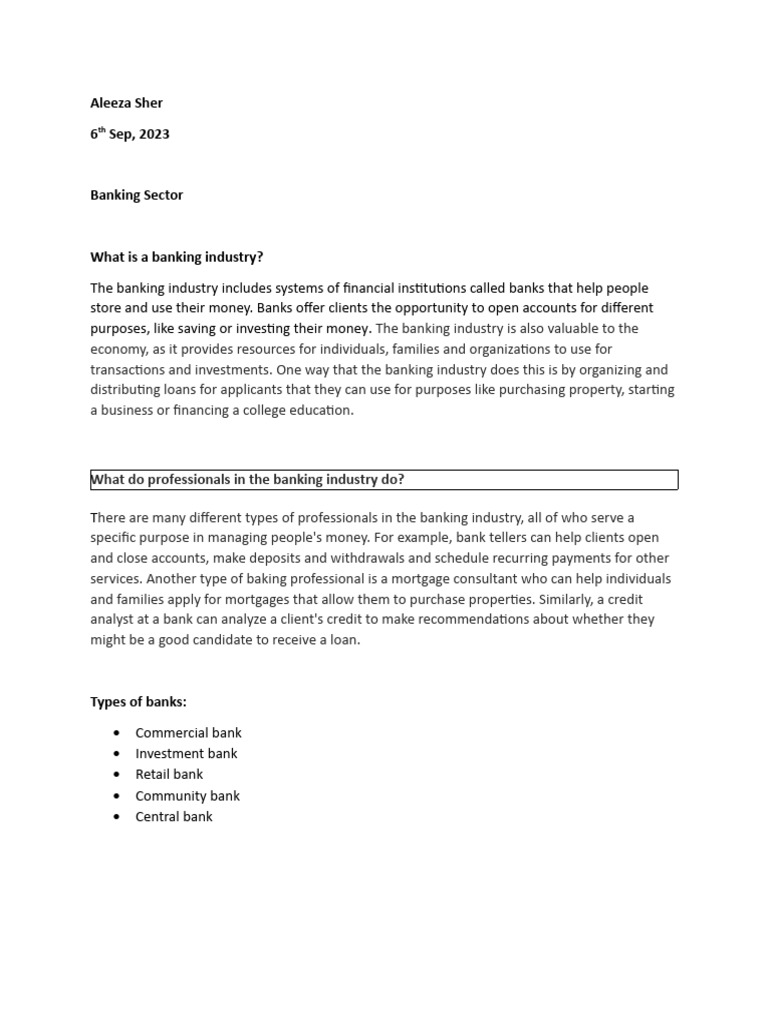 Banking Sector Assignment | PDF | Banks | Money