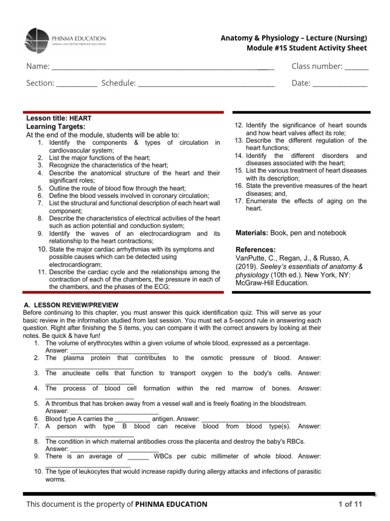 Nursing Anaphy Lec Session #15 - Sas (New Format) | PDF | Heart Valve ...