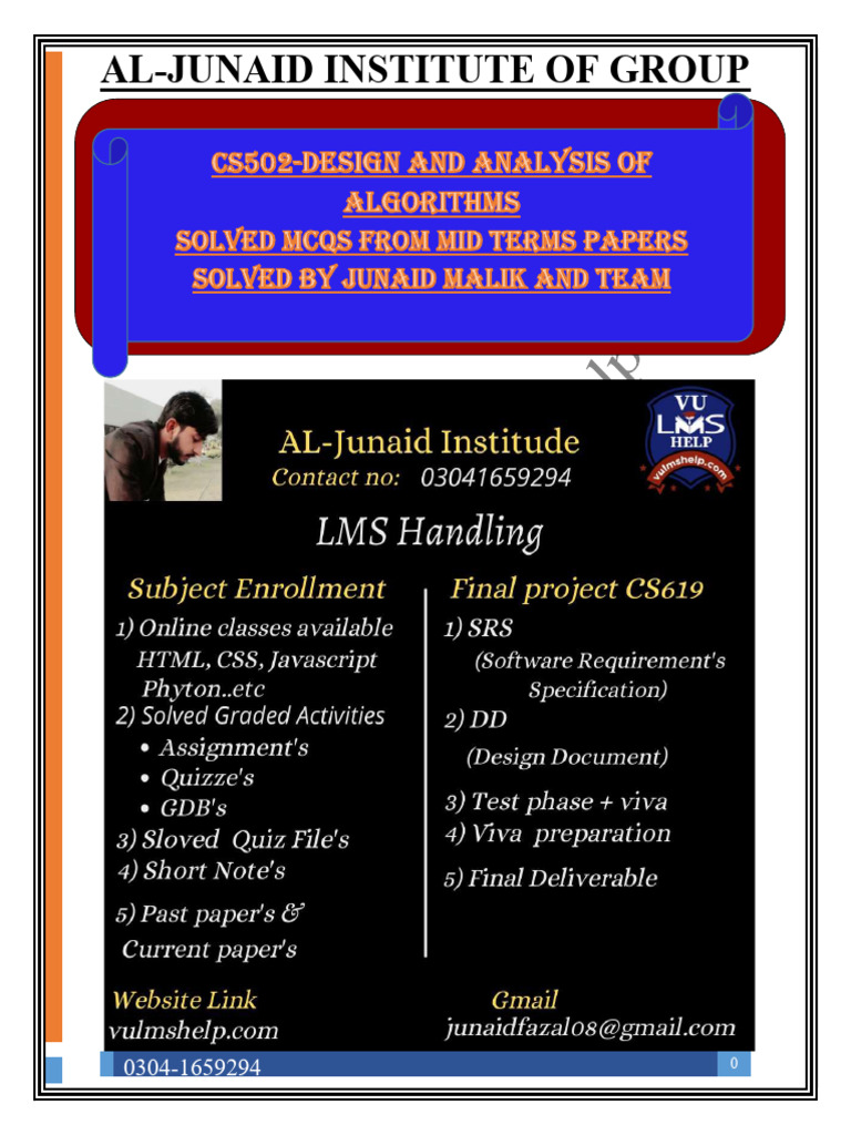 CS502 Mid Term by JUANID | PDF | Time Complexity | Dynamic Programming
