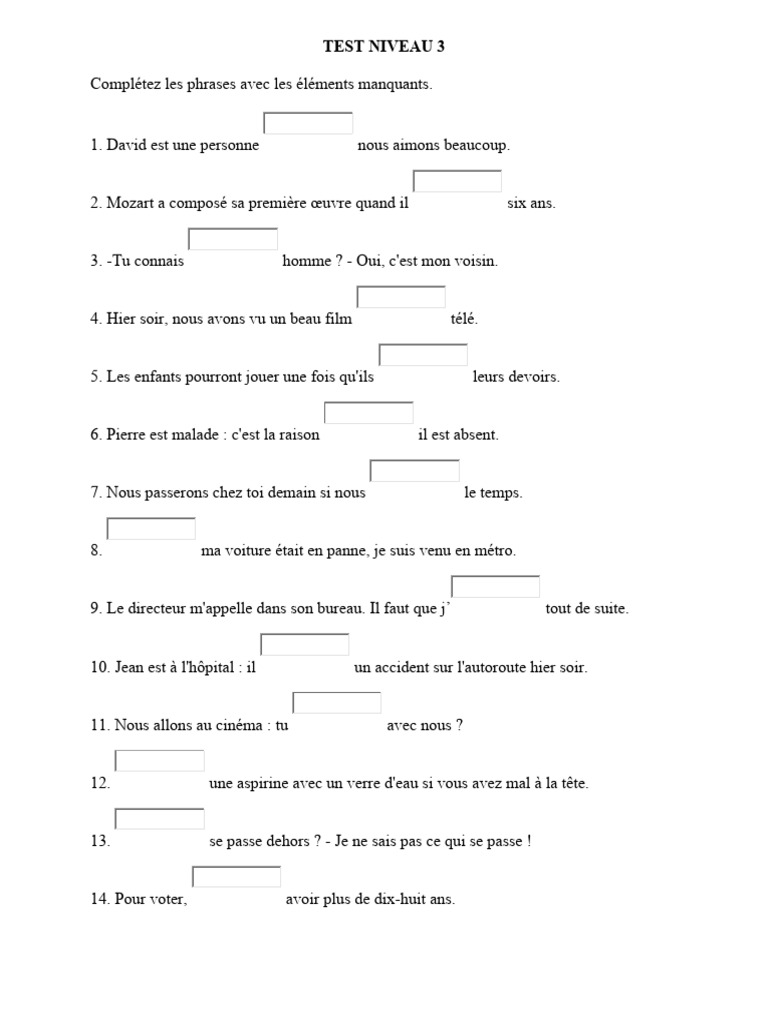 Test d'orthographe niveau 3 | PDF