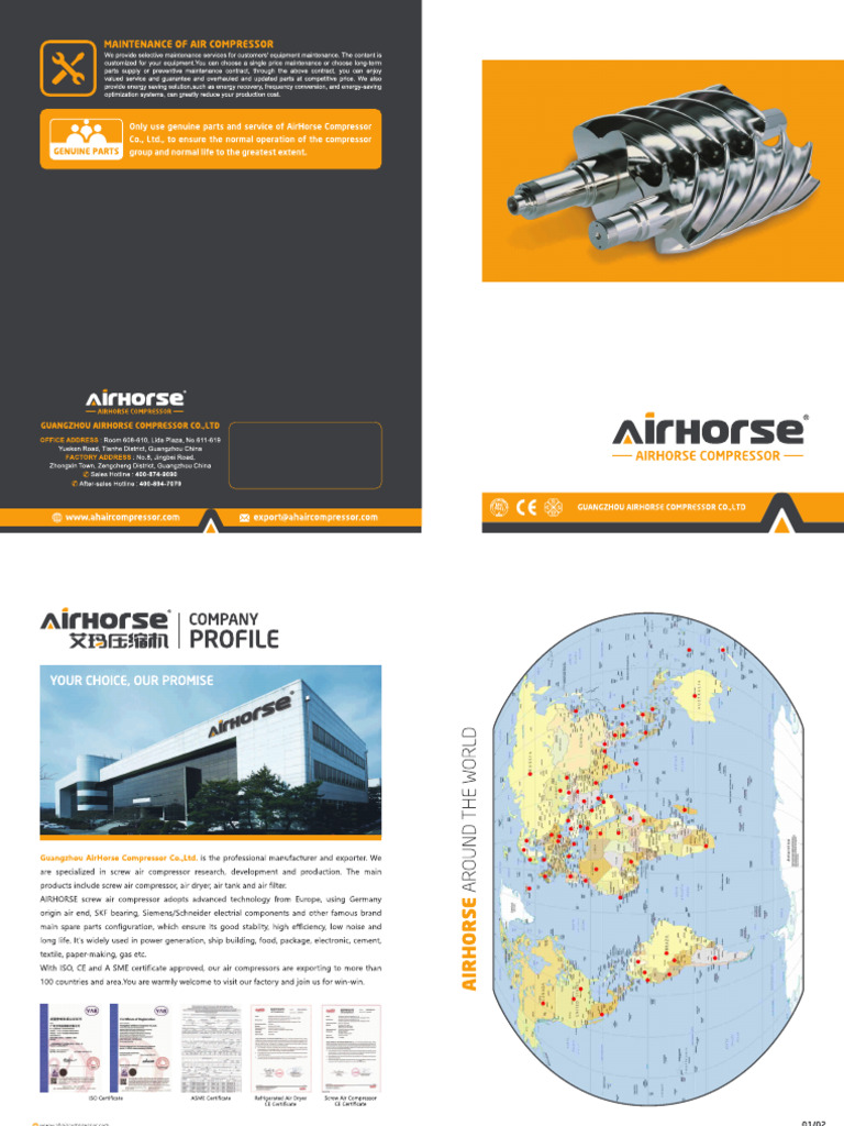 Catalog For Screw Compressor-Airhorse | PDF