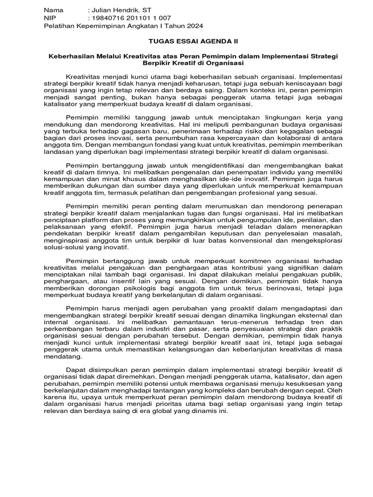 Tugas Essai Agenda Ii | PDF