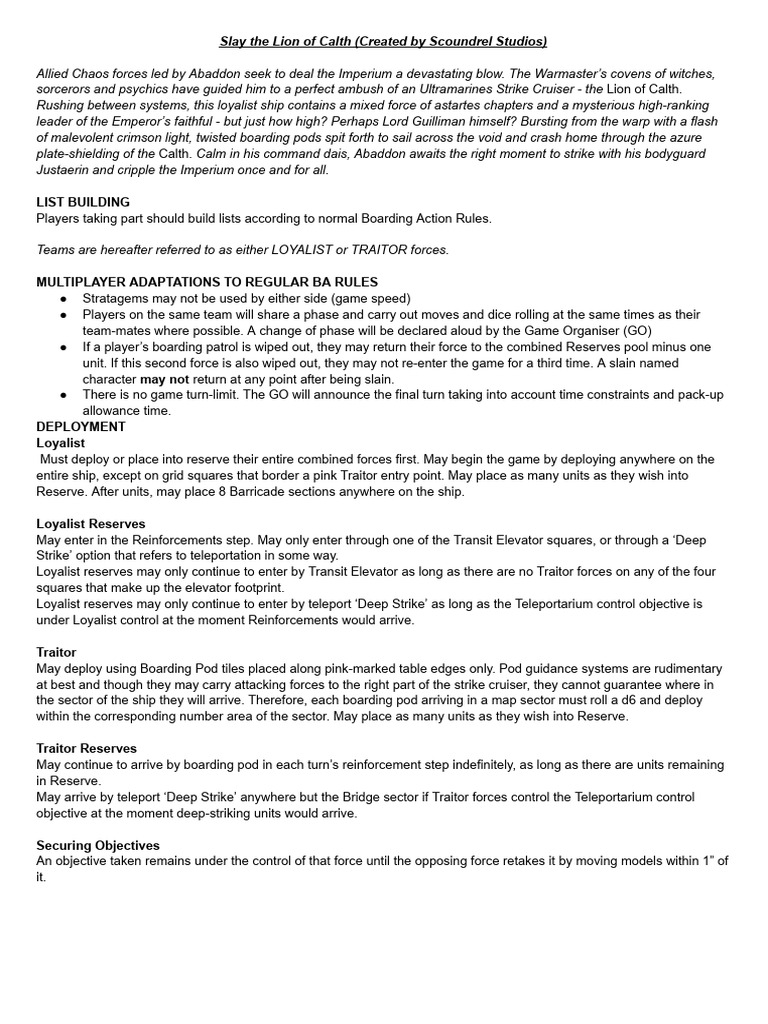 Slay the Lion of Calth: Game Rules | PDF