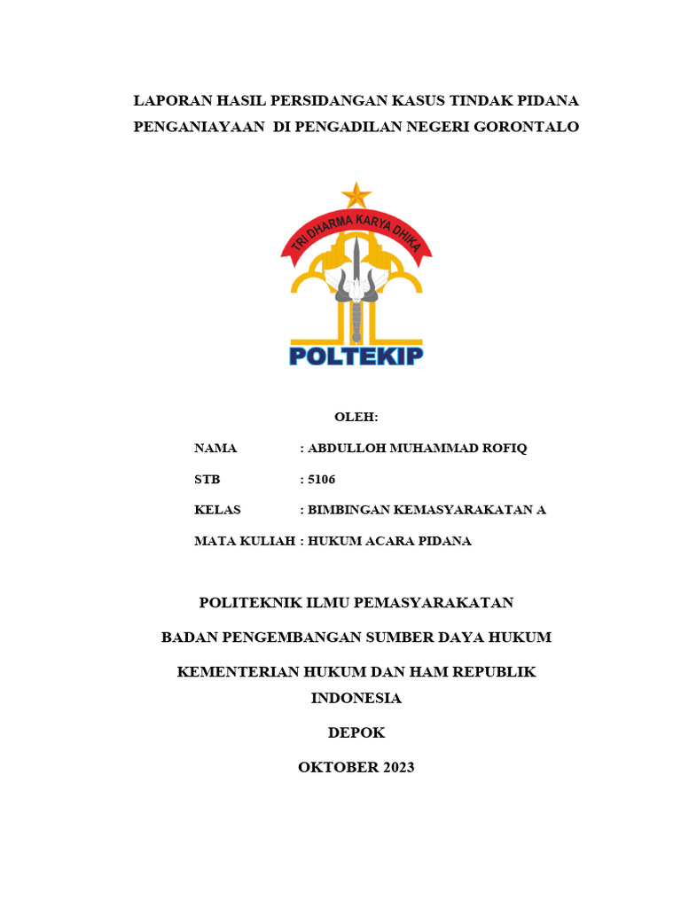 57 BKA (01) 5106 Abdulloh Muhammad Rofiq (KUHAP) | PDF