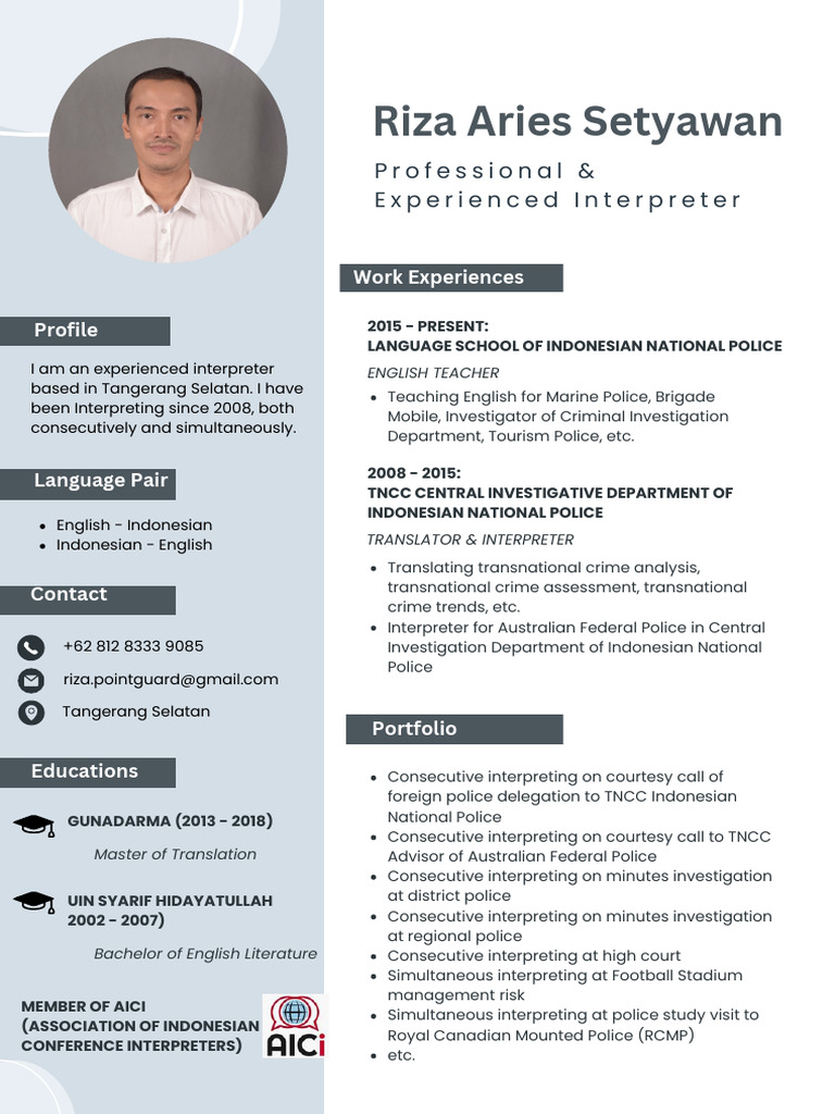 Riza - CV Interpreting | PDF | Police | Language Interpretation