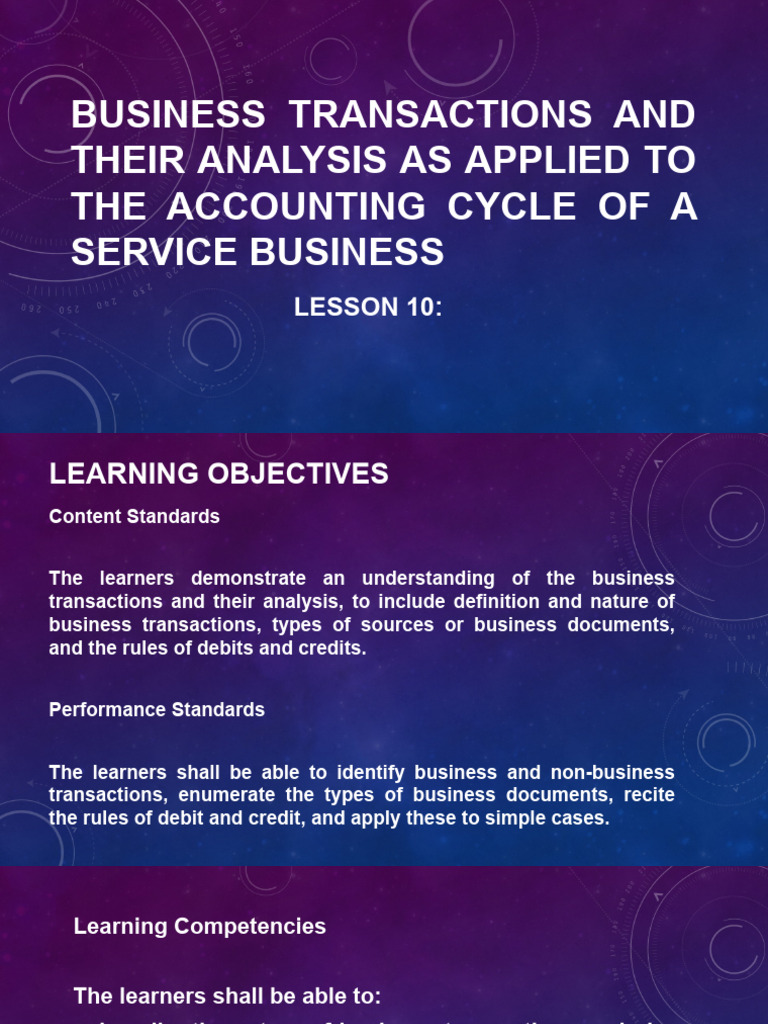 Business Transactions And Their Analysis As Applied To Pdf Debits