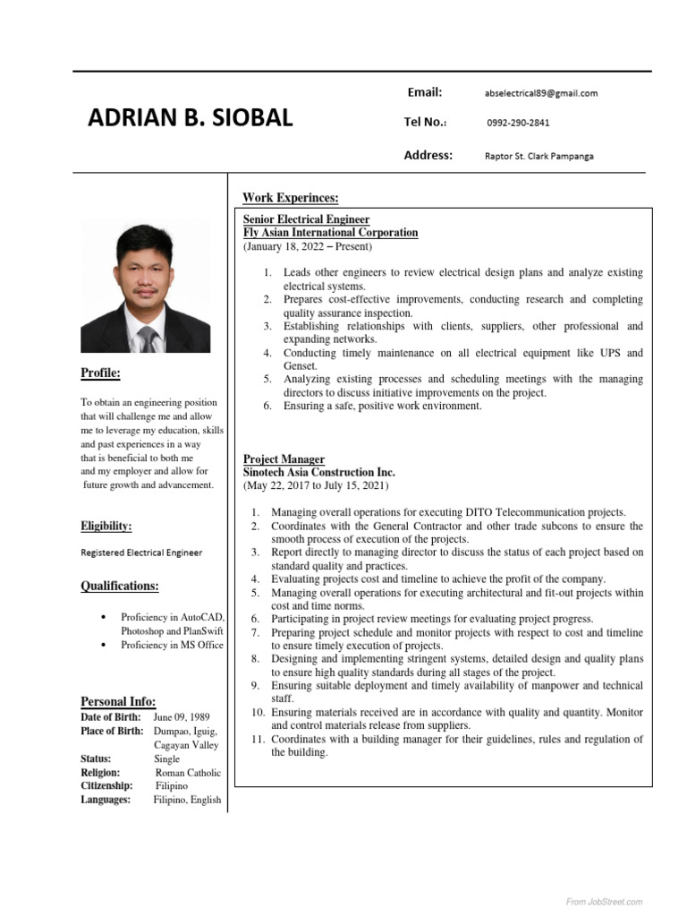 Adrian B. Siobal: Work Experinces | PDF | Quality Assurance | Engineer