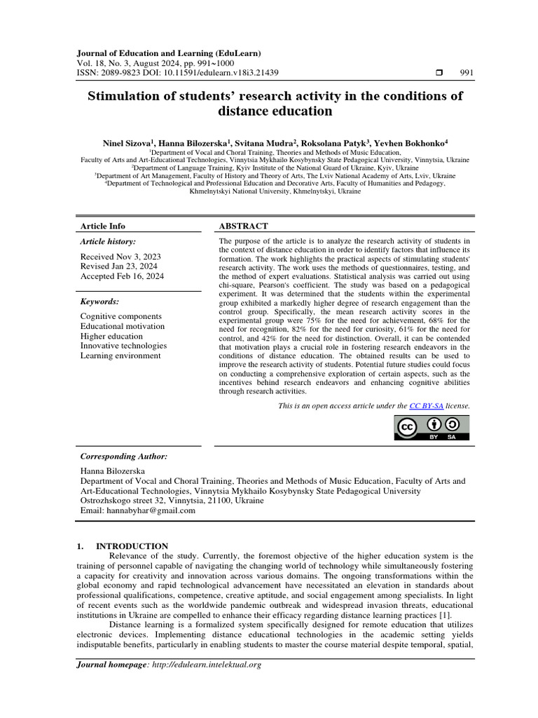 Stimulation of Students' Research Activity in The Conditions of ...