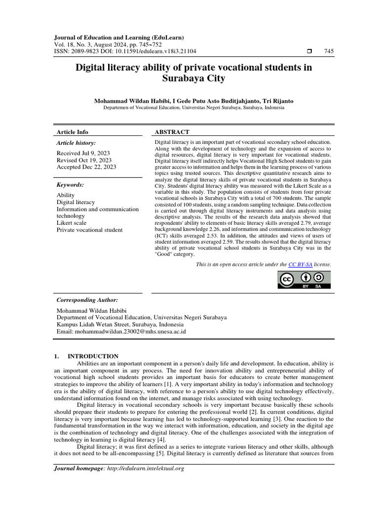 Digital Literacy in Surabaya Vocational Schools | PDF | Literacy ...