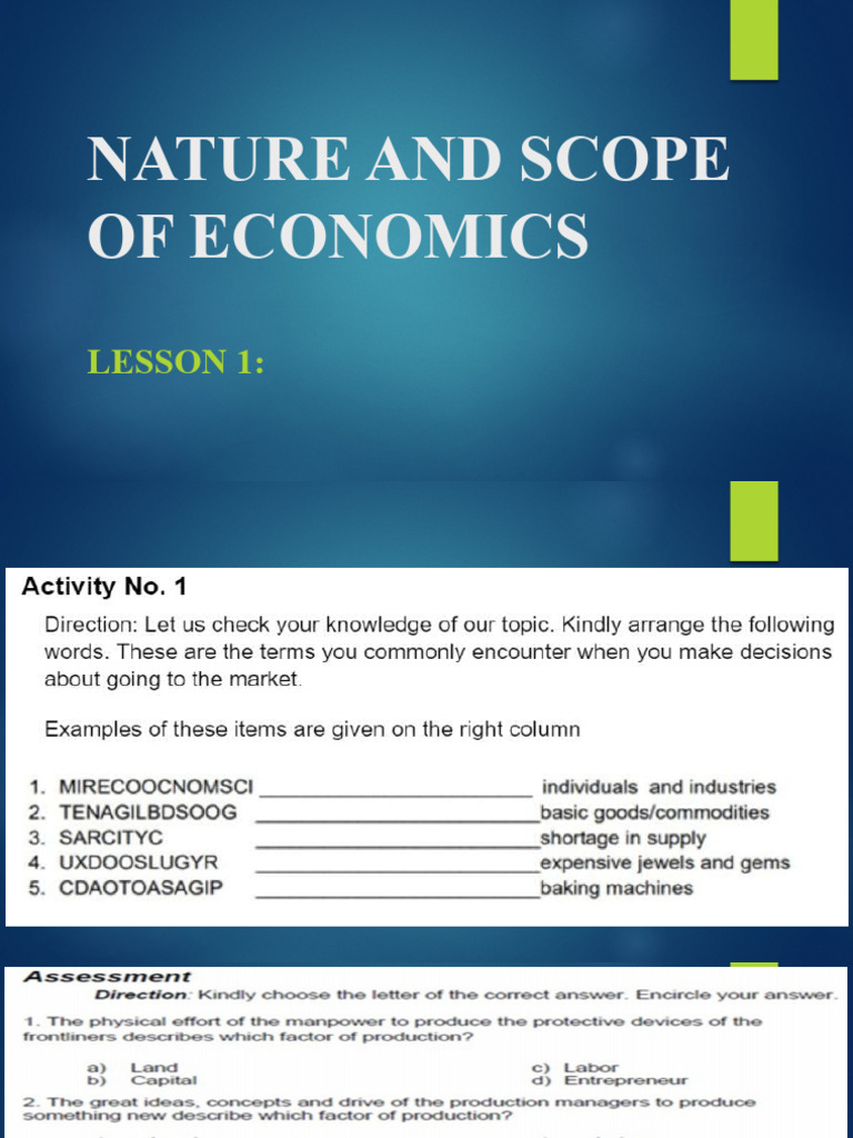 Nature And Scope Of Economics Pdf Economics Factors Of Production