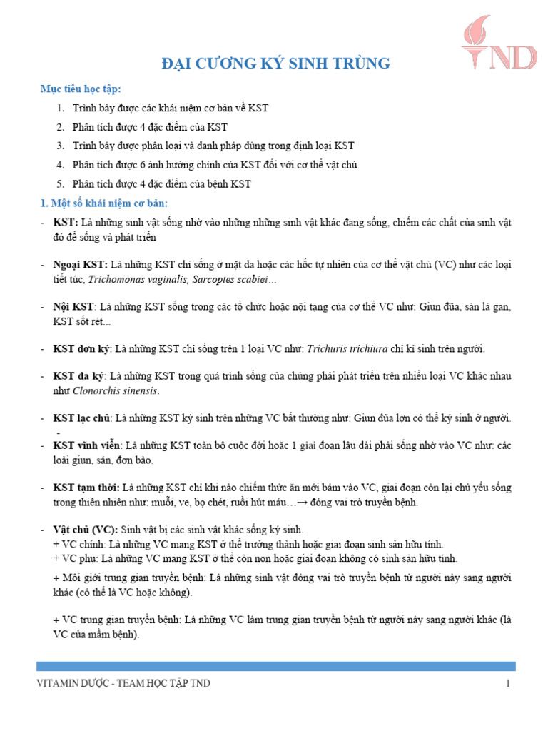 ĐẠI CƯƠNG KST (1) | PDF